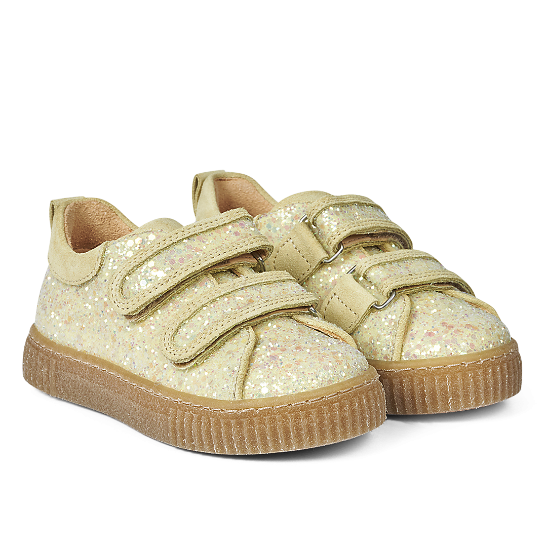 Angulus Sneakers Sko Velcro Lys gul Glitter - Sko & sneakers - Emilys ApS